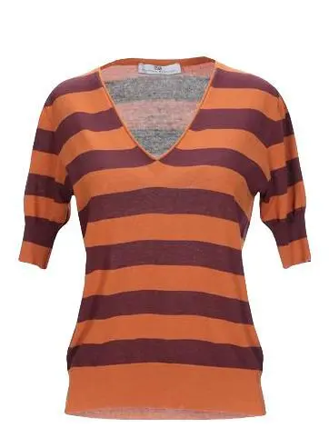 MASSIMO REBECCHI Striped Cotton Knit Sweater - Rust