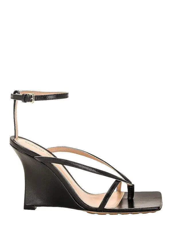 Bottega Veneta Stretch Ankle Strap Wedge Sandal - Black