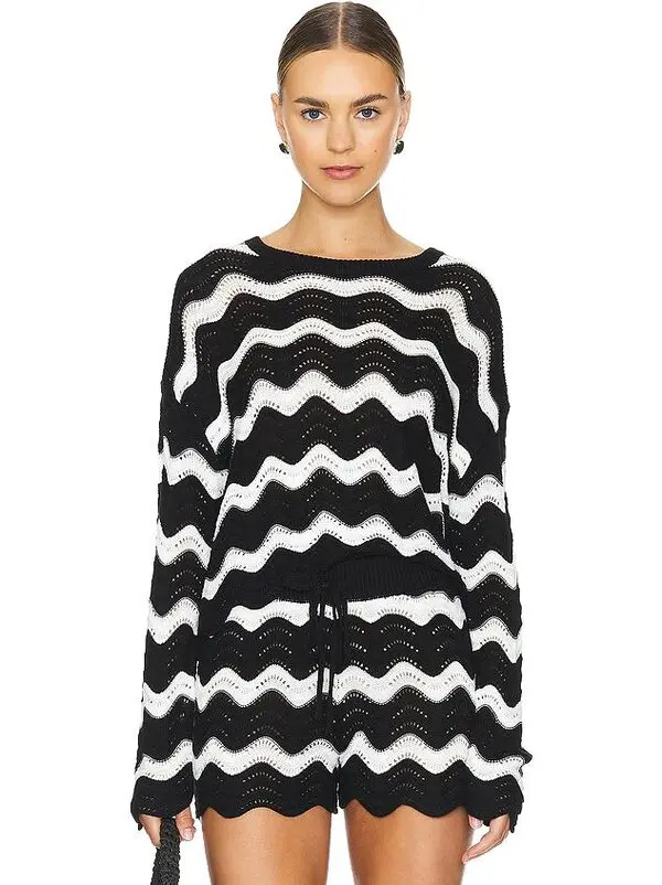 Beach Riot Beach Sweater - Black & White Tides