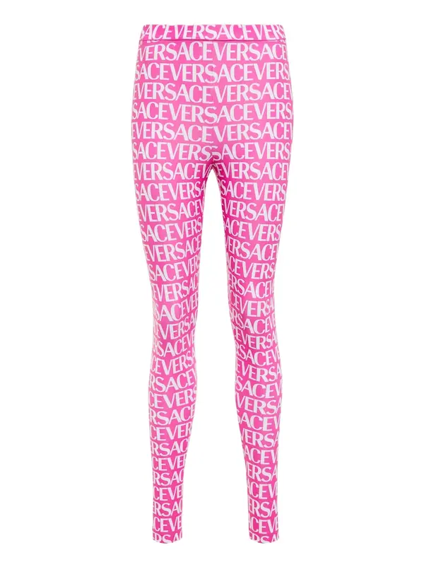 Versace Logo Printed Leggings - Pink