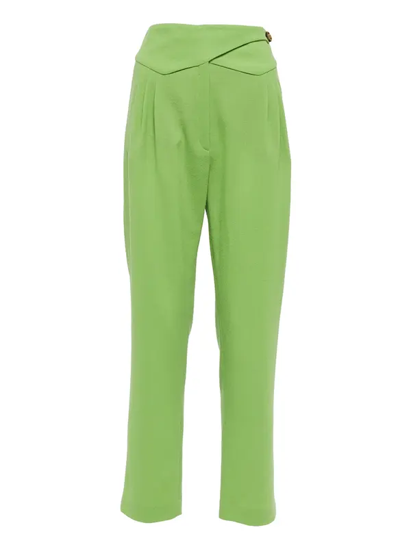 BLAZÉ MILANO High-rise Straight Wool Pants - Green
