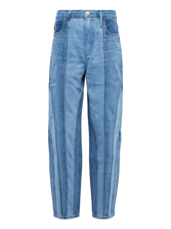 FRAME Warped Stripe Barrel High-rise Jeans - Blue