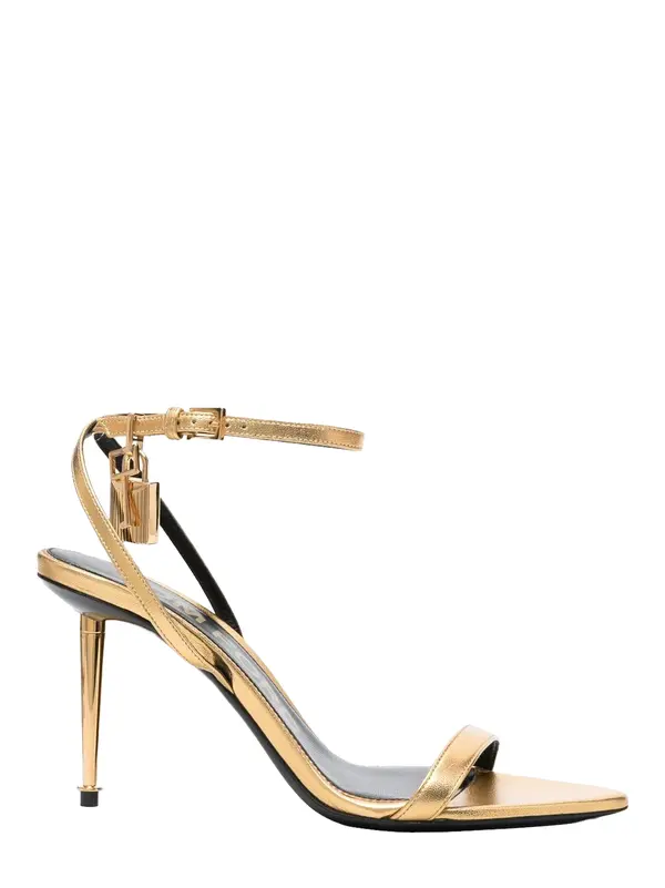 TOM FORD Padlock Leather Sandals - Gold