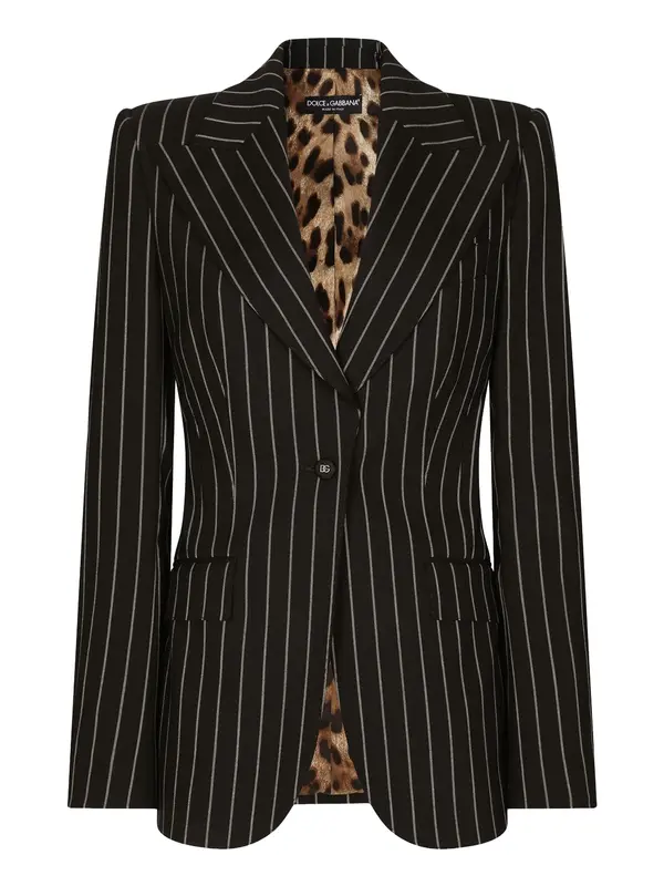 Dolce & Gabbana Turlington Pinstripe Single-breasted Blazer - Black