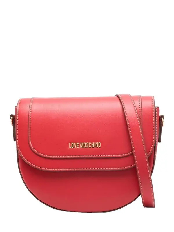 Moschino Logo Plaque Saddle Bag - Red