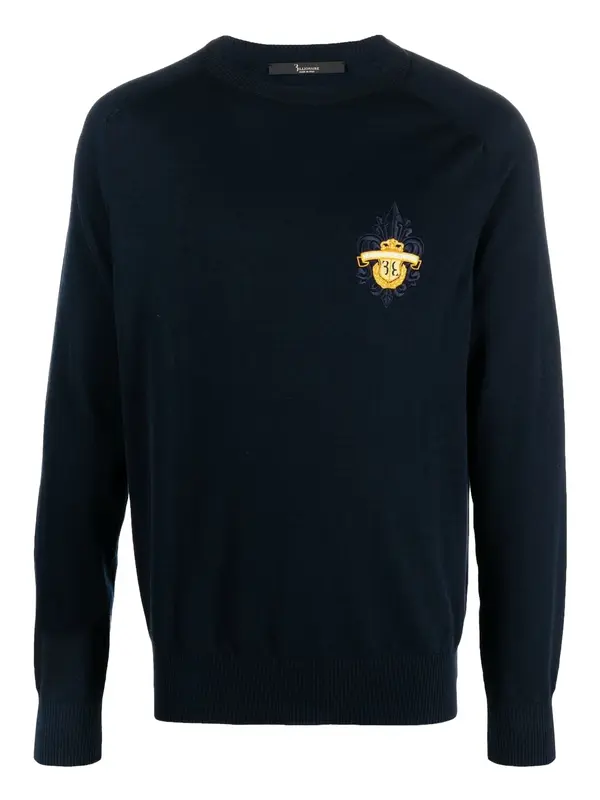 BILLIONAIRE Round-neck Cotton Jumper - Blue