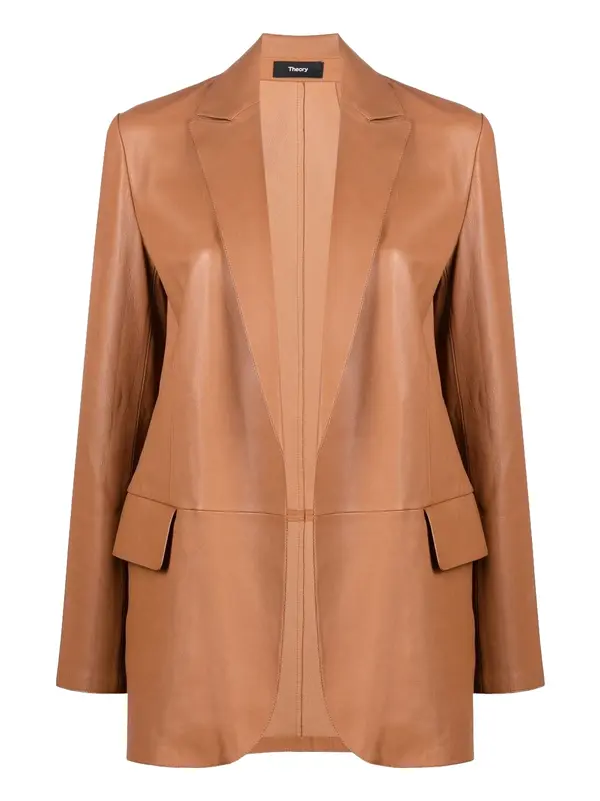Theory Leather Open-front Blazer - Brown