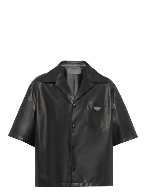 Prada Nappa-leather Bowling Shirt - Black