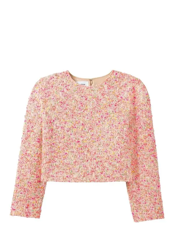 St. John Novelty Textured Tweed Top - Pink
