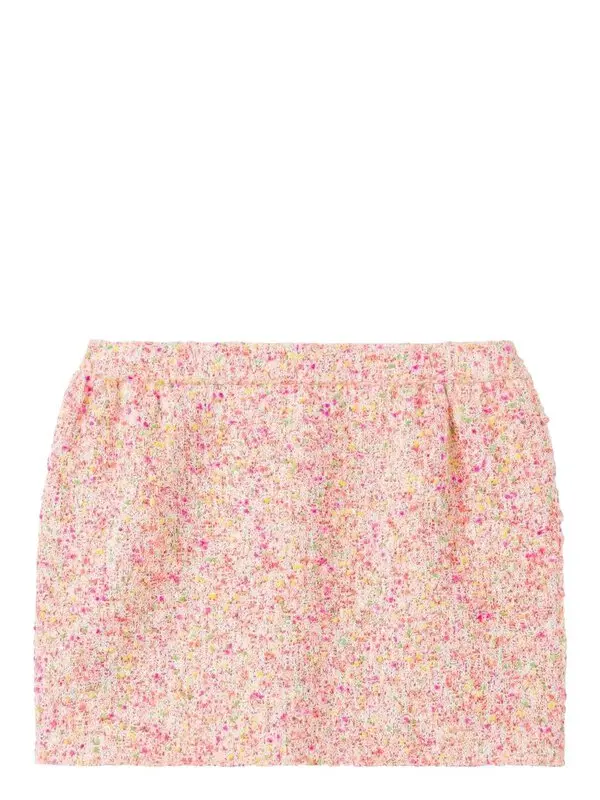 St. John Bonded Novelty Tweed Skirt - Pink