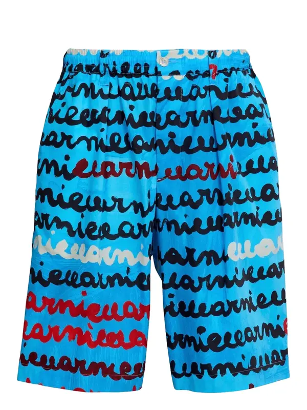 Marni Handwriting-print Shorts - Blue
