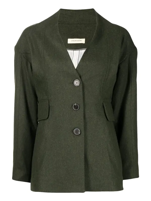 0711 TBILISI Single-breasted Blazer - Green