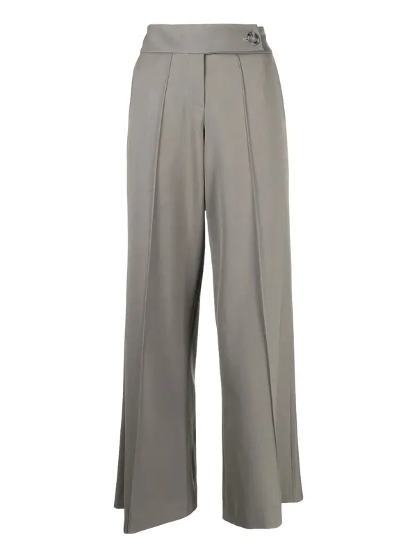 0711 TBILISI Seamed Wide-leg Trousers - Green