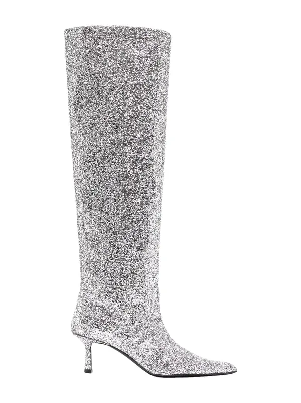 Alexander Wang Viola 60mm Glitter Long Boots - Silver