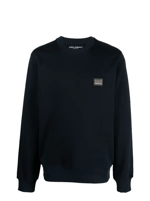 Dolce & Gabbana Logo-tag Cotton Sweatshirt - Blue