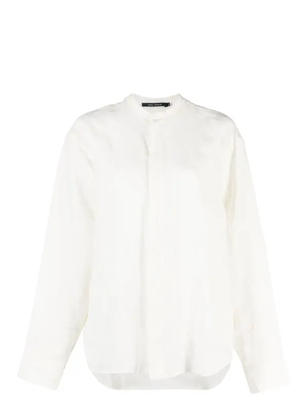 Sofie D'hoore Collarless Linen Shirt - White