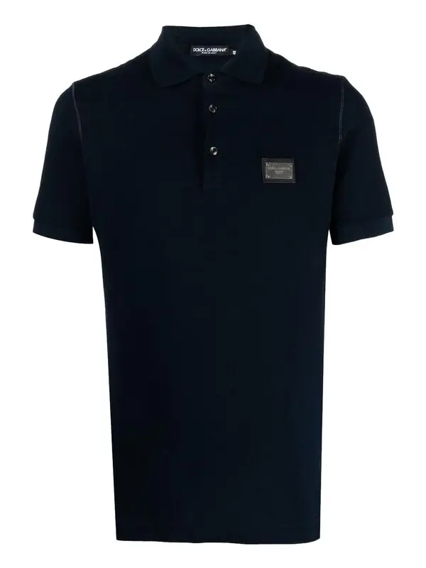 Dolce & Gabbana Dg Essentials Cotton Piqué Polo Shirt - Blue
