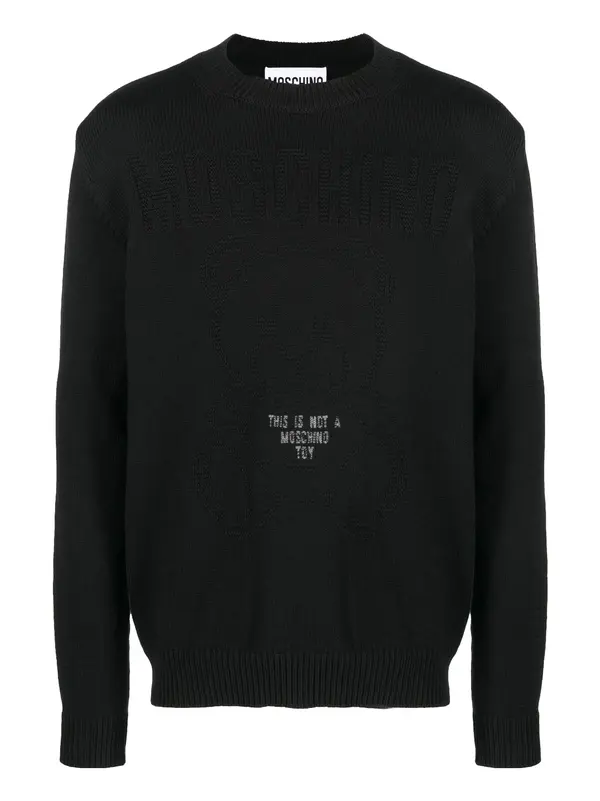 Moschino Slogan-intarsia Sweater - Black