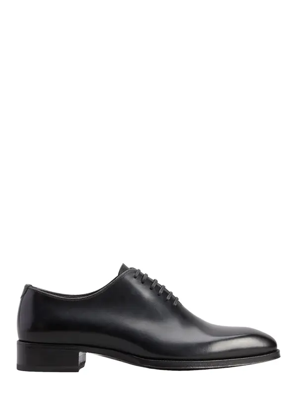 TOM FORD Elkan Burnished Leather Oxfords - Black