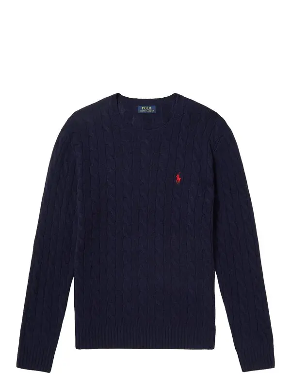 Polo Ralph Lauren Cable-knit Wool And Cashmere-blend Sweater - Blue