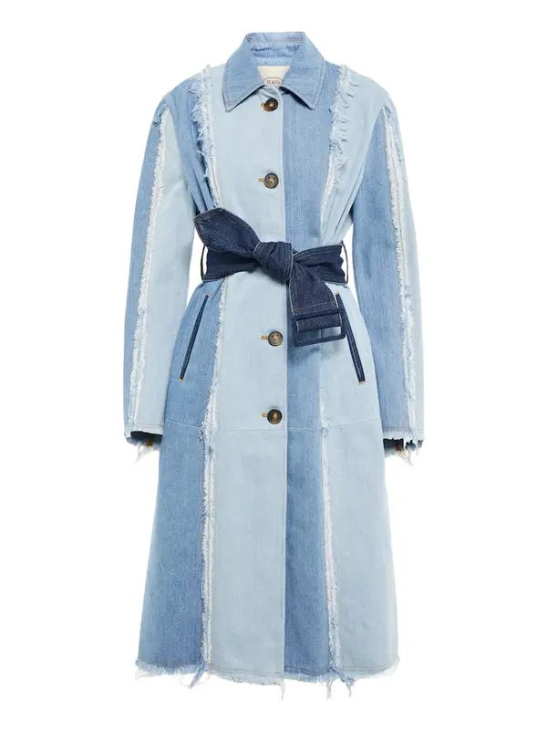 TOD'S Belted Denim Coat - Blue
