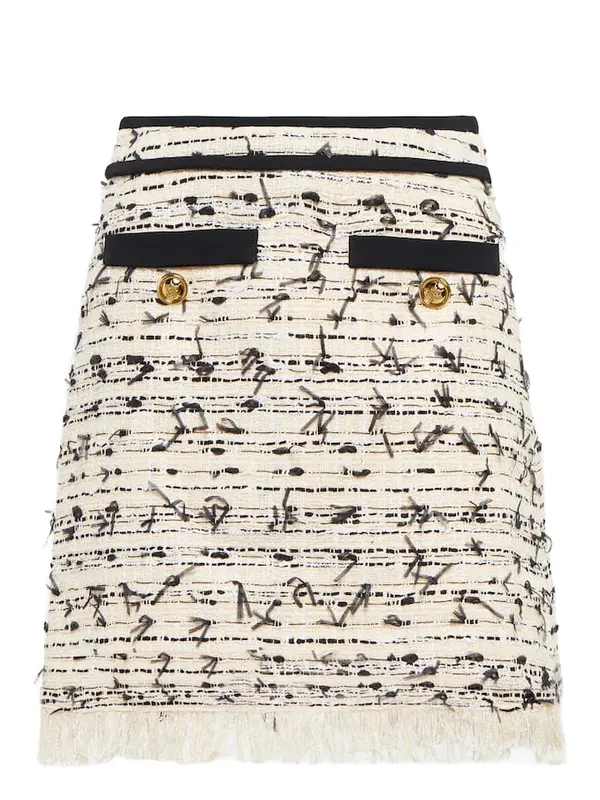 Giambattista Valli Fringed Tweed Miniskirt - White
