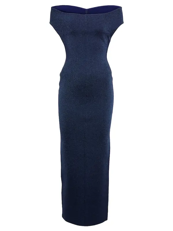 Alaïa Off-shoulder Wool-blend Lurex® Gown - Blue