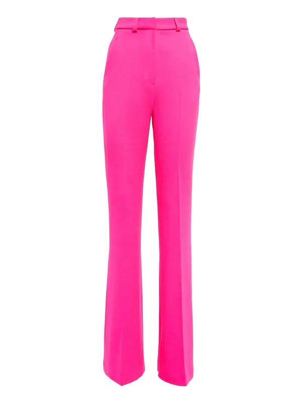 David Koma High-rise Flared Wool-blend Pants - Pink