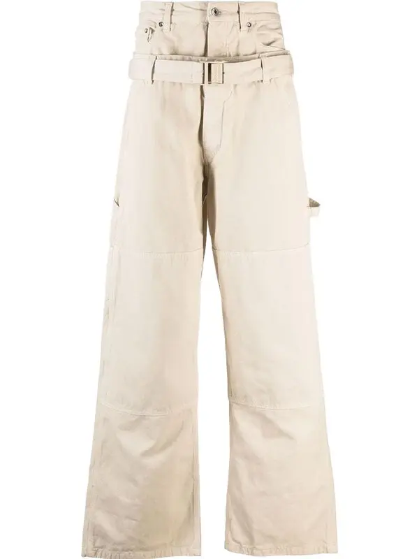 Off-White Belted Wide-leg Trousers - Neutrals