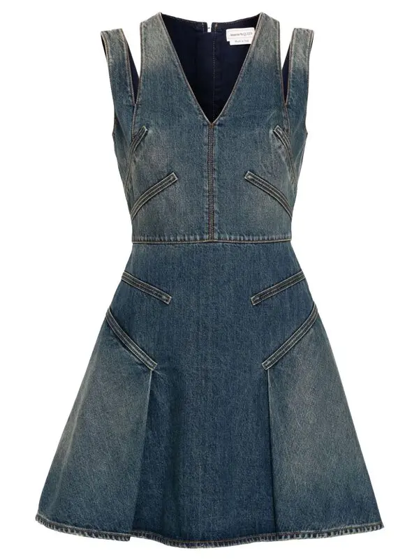 Alexander McQueen Denim Mini Dress - Blue