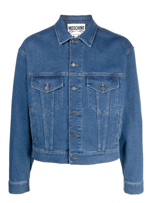 Moschino Logo-embroidered Denim Jacket - Blue