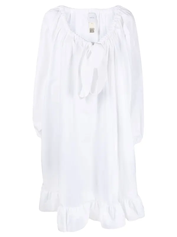 Patou Tie-neck Peplum Dress - White