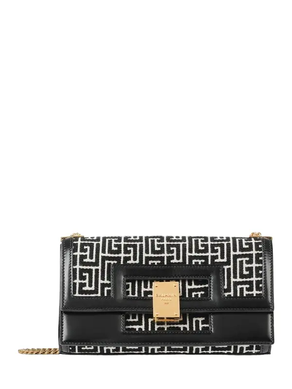 Balmain Bifold Monogram Shoulder Bag - Black