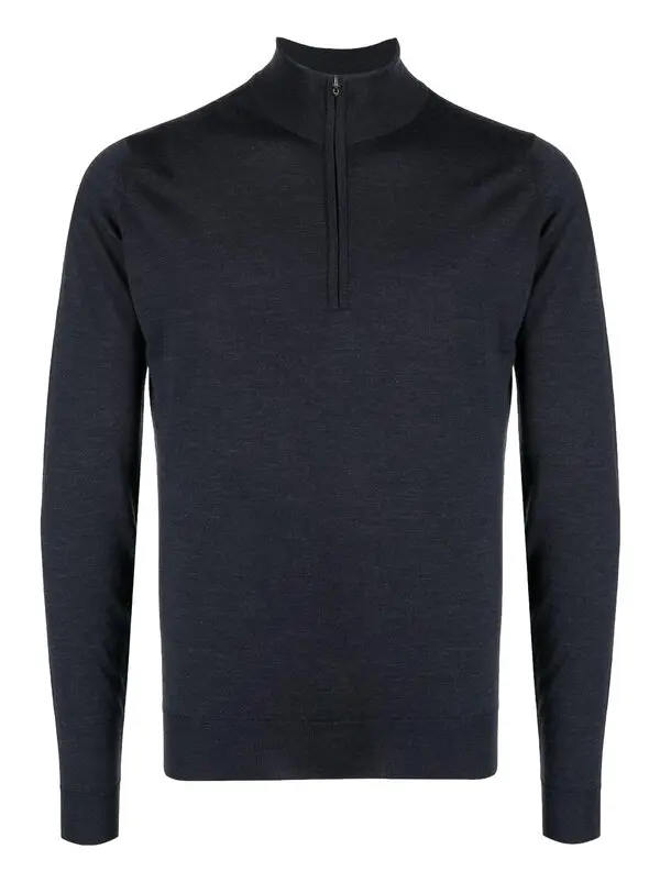 John Smedley Barrow Zip Pullover Jumper - Black
