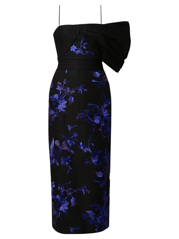 Erdem Asymmetric Embroidered Cotton-silk Midi Dress - Multi