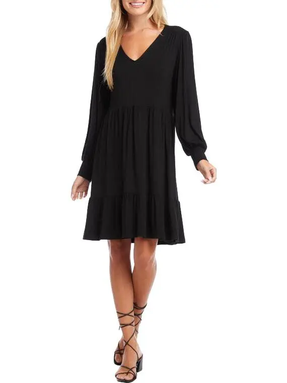 Karen Kane Tiered Long Sleeve Dress - Black