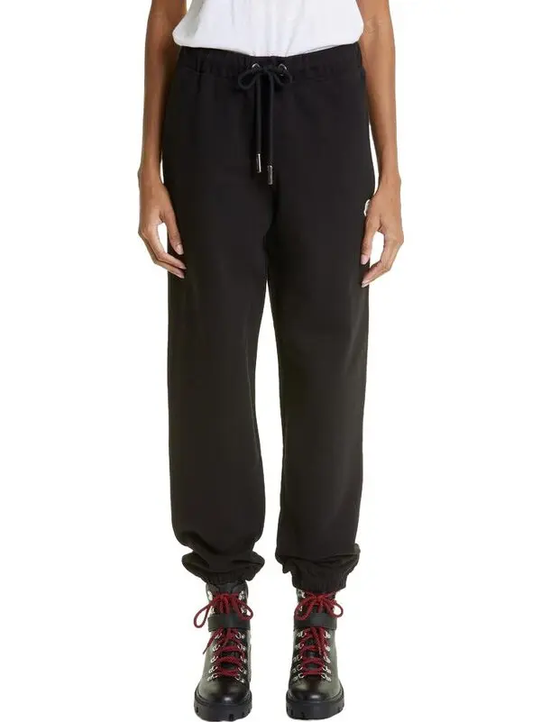 Moncler Logo Cotton Fleece Joggers - Black