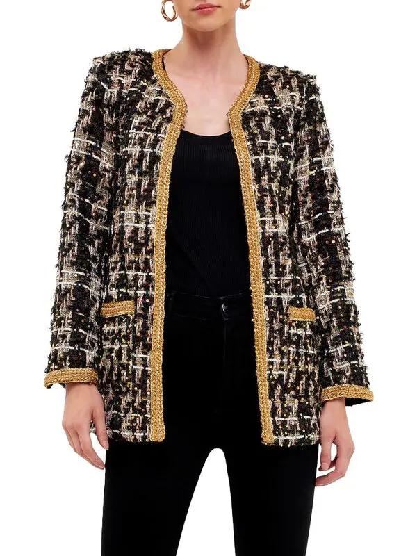 Endless Rose Sequin Tweed Jacket - Black Multi