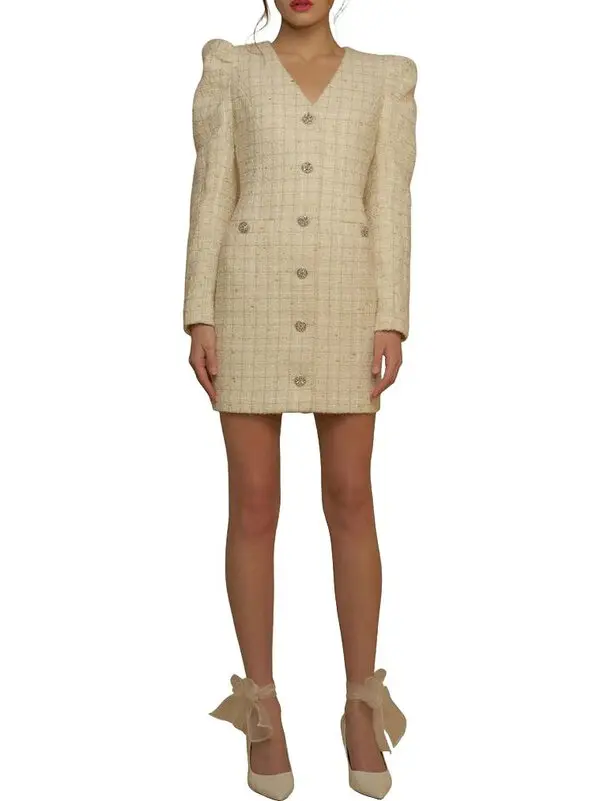 Endless Rose Premium Tweed Mini Dress - Ivory