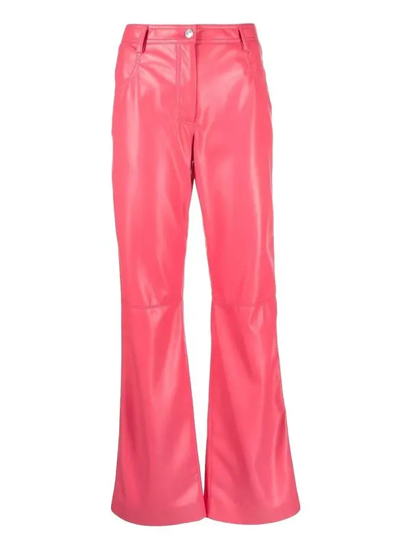 MSGM Faux-leather Straight-leg Trousers - Pink
