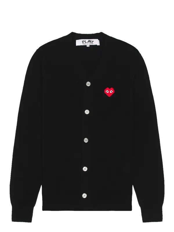 Play Comme Des Garcon Invader Cardigan - Black