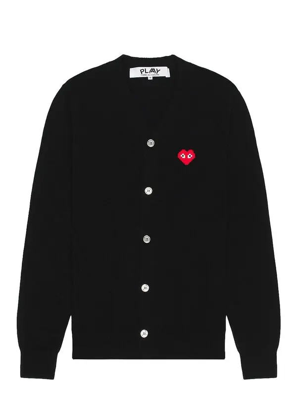 Play Comme Des Garcon Invader Cardigan - Black