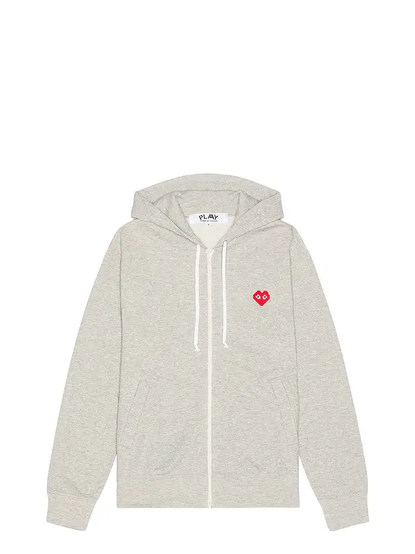 Play Comme Des Garcon Invader Hooded Sweatshirt - Grey