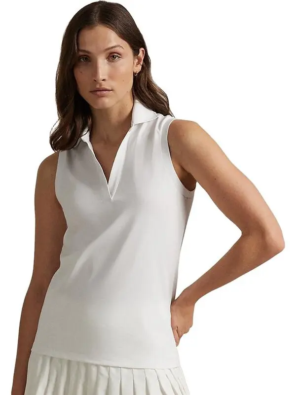 Ralph Lauren Tailored Fit Sleeveless Polo Shirt - Ceramic White