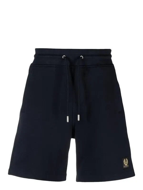 Belstaff Logo-patch Cotton Track Shorts - Blue