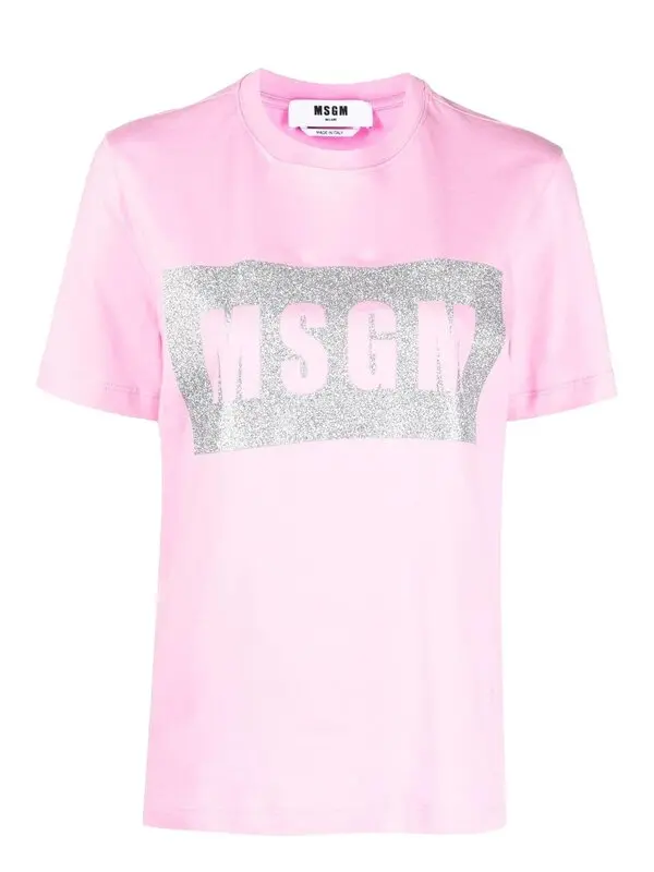 MSGM Logo-print Cotton T-shirt - Pink