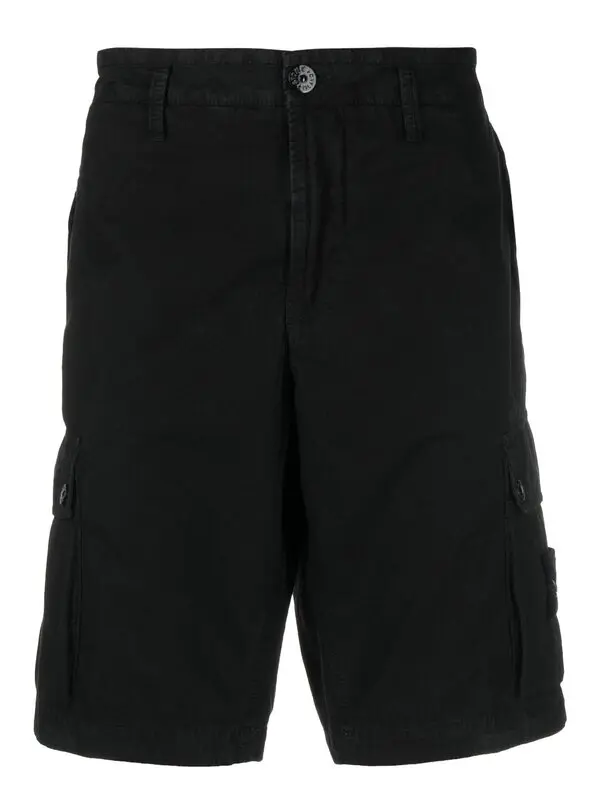 Stone Island Compass-patch Cargo Shorts - Black