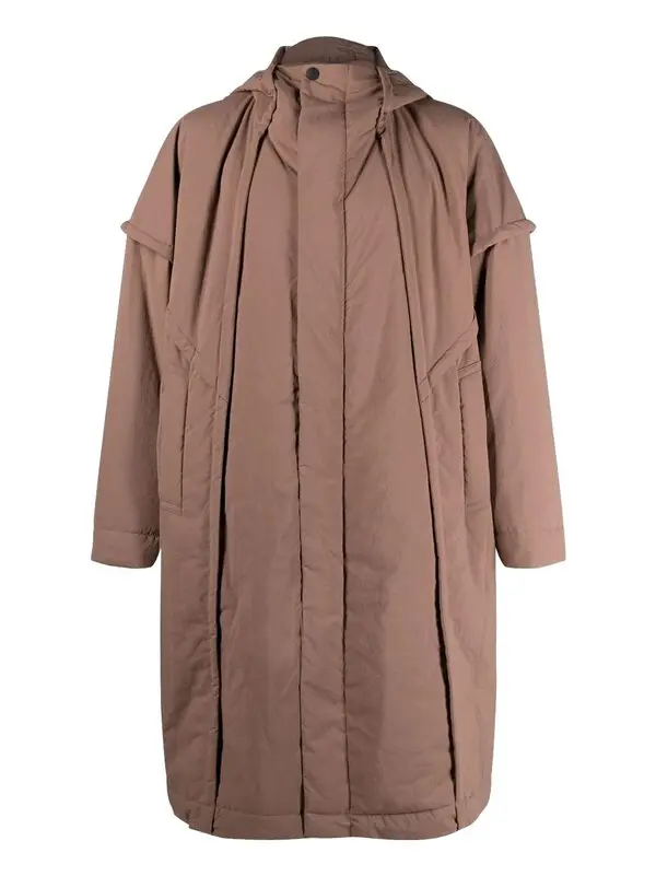 Issey Miyake Frame Hooded Padded Coat - Brown
