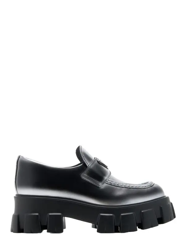 Prada Monolith Leather Loafers - Silver