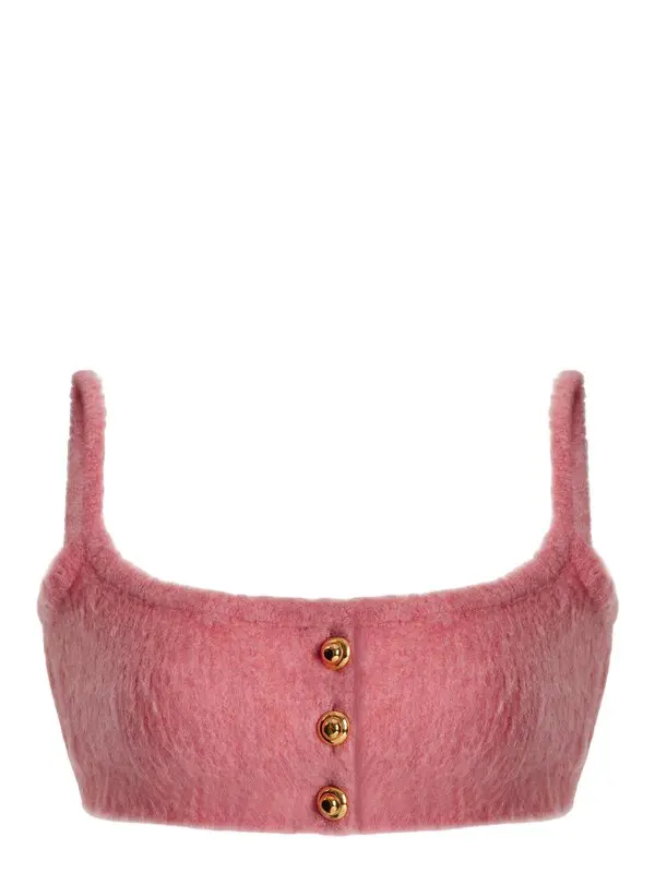 Miu Miu Wool Boucle Cropped Top - Pink